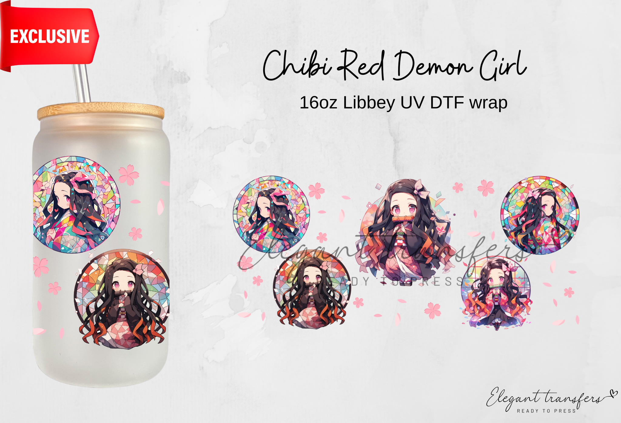 Chibi Red Demon Girl wrap [EXCLUSIVE UV DTF - 16oz Libbey Glass Can ...