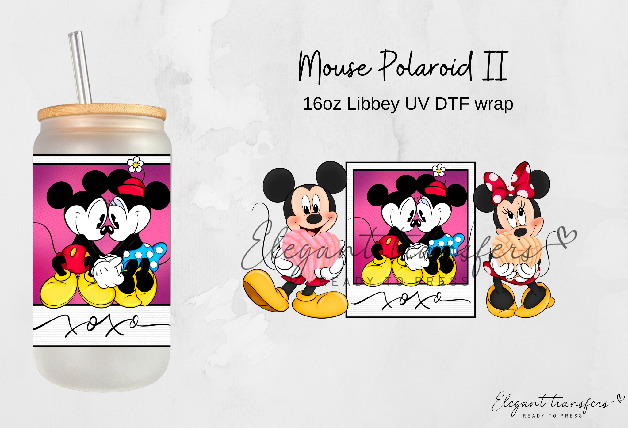 Mouse Polaroid II wrap [UV DTF - 16oz Libbey Glass Can] | Ready to App ...