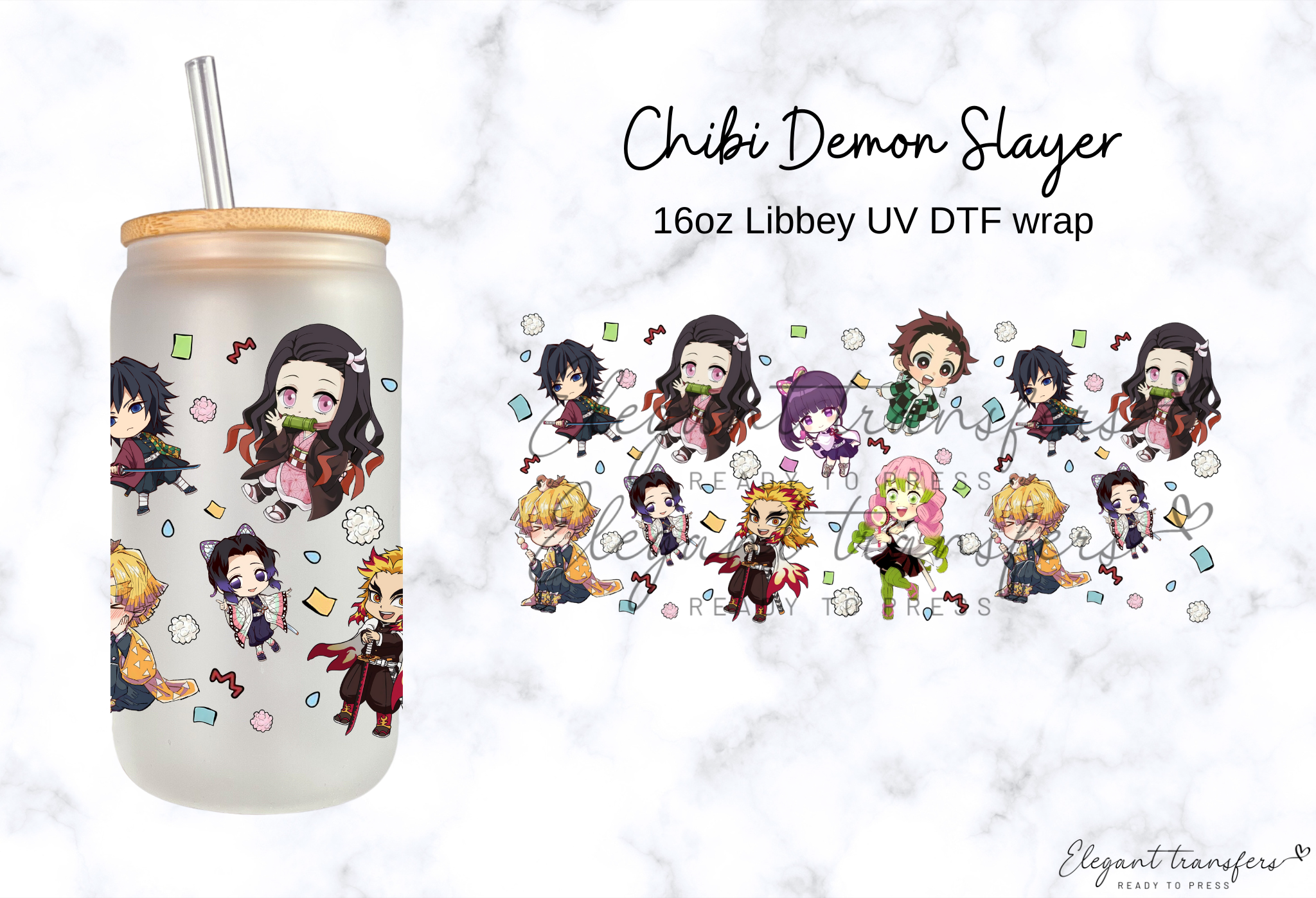 Chibi Demon Anime Cup Wrap [UV DTF - 16oz Libbey Glass Can] | Ready to ...