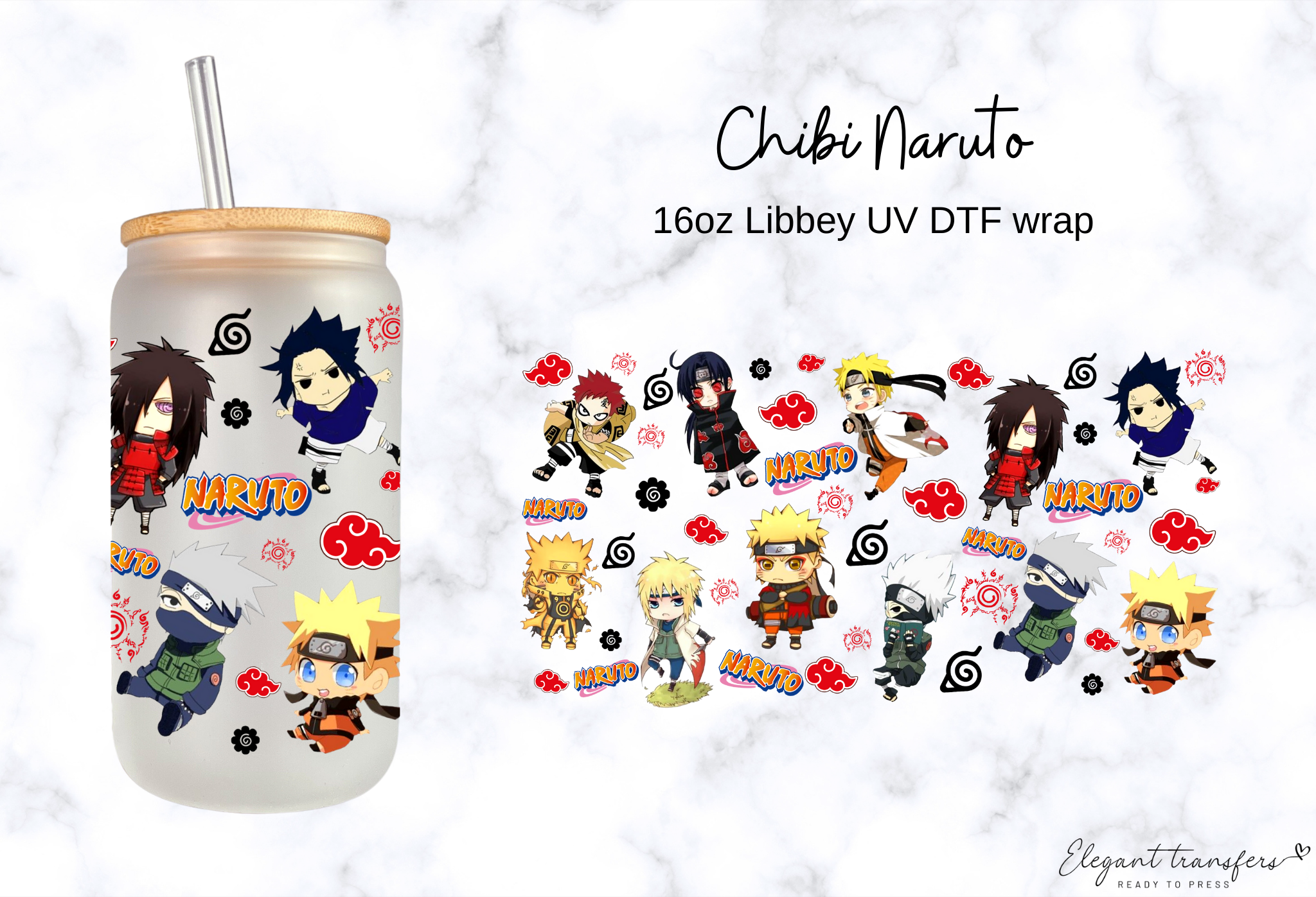 Chibi Nine Tails Fox Boy Anime Cup Wrap [UV DTF - 16oz Libbey Glass Ca ...